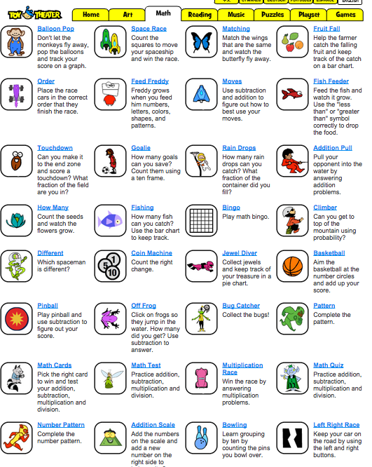 Toy Theatre Free Maths Games online