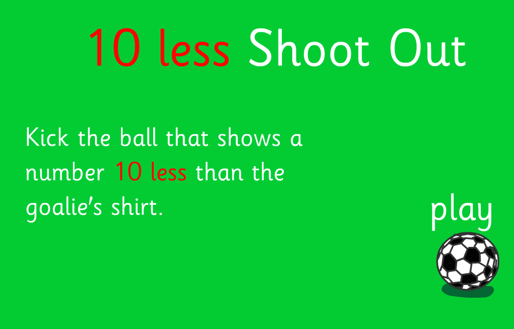 10 More 10 Less free online Maths Games