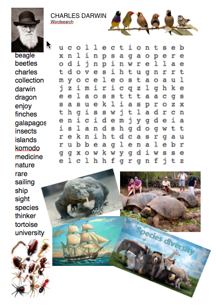 Charles Darwin Wordsearch Free Download KS1